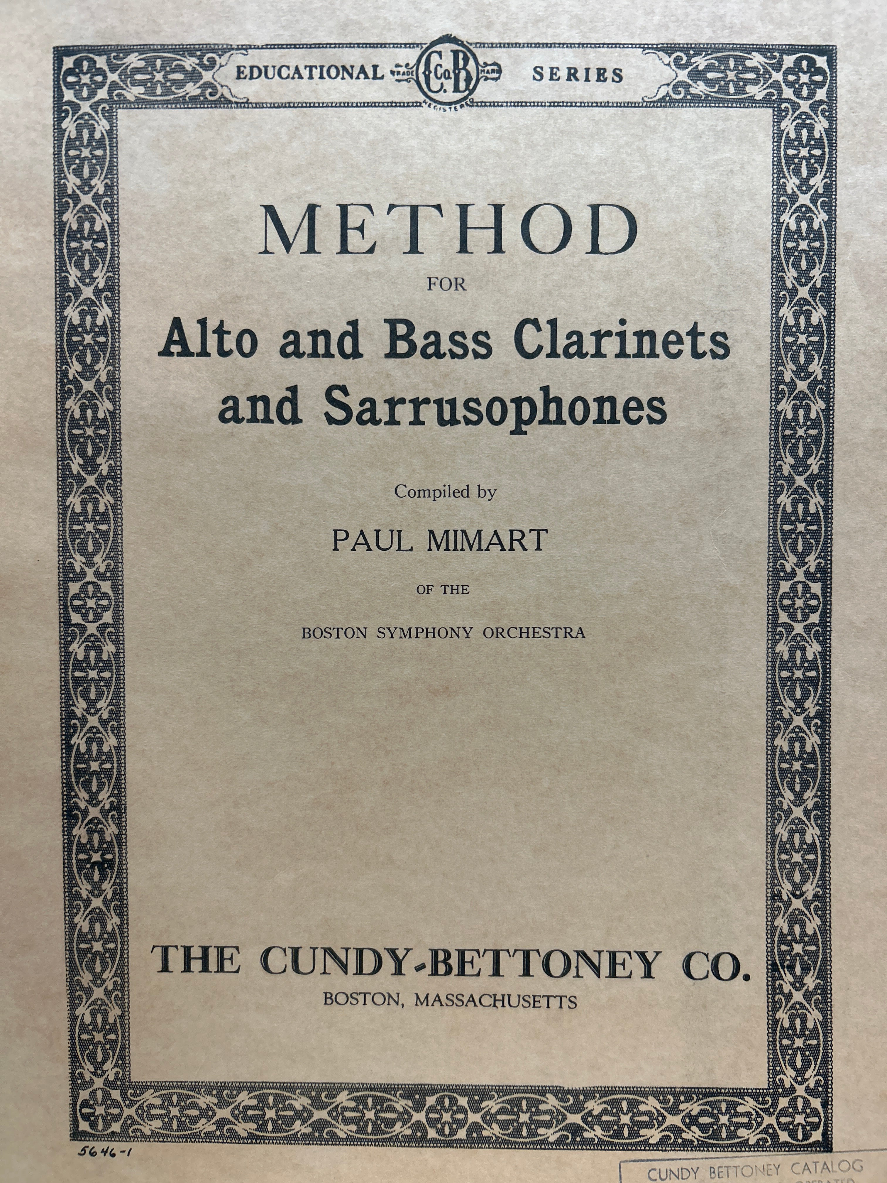 Method for Alto and Bass Clarinets and Sarrusophones – H & H Music