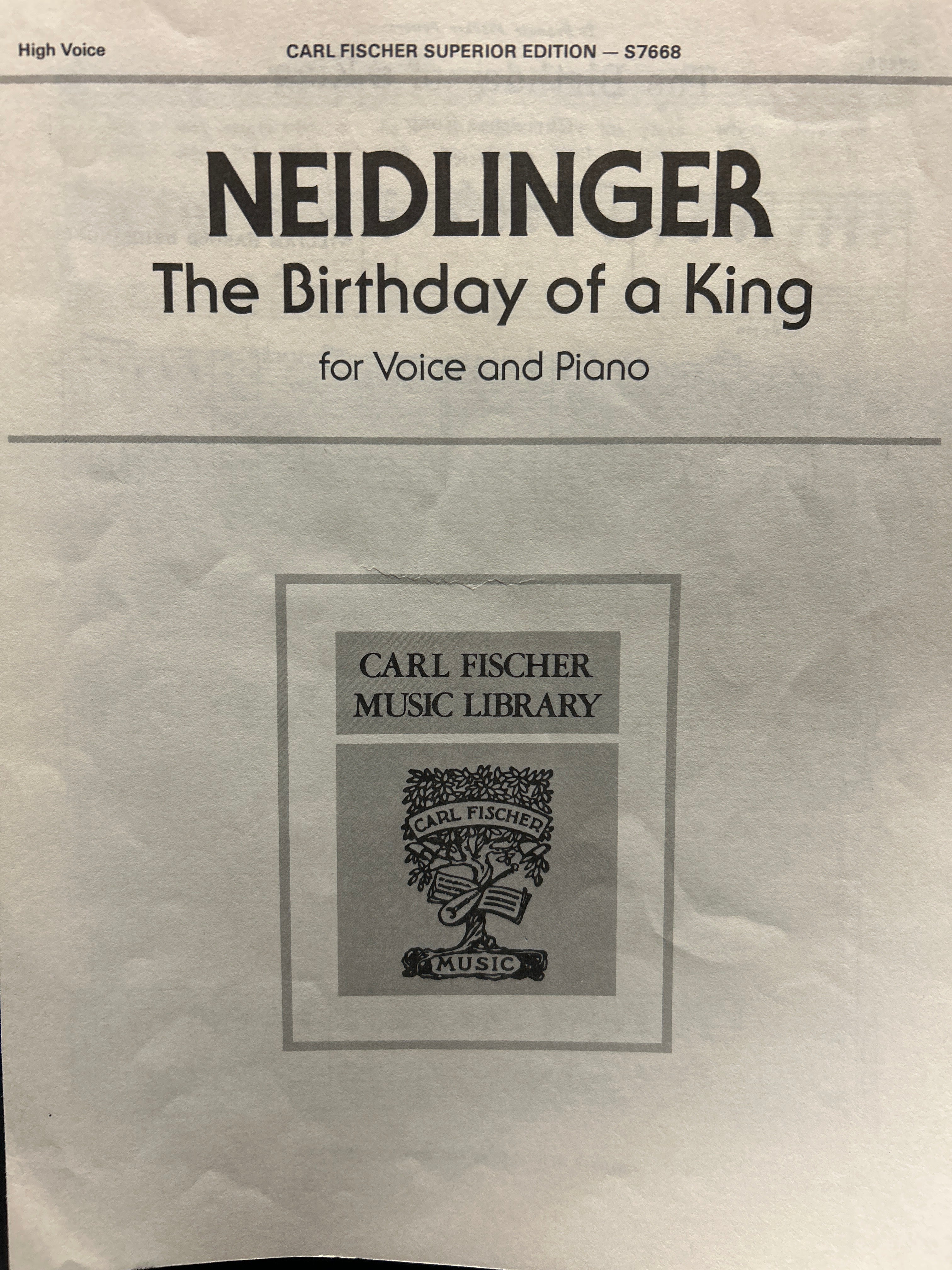 The Birthday of A King - Vocal - Neidlinger (Carl Fischer) – H & H Music